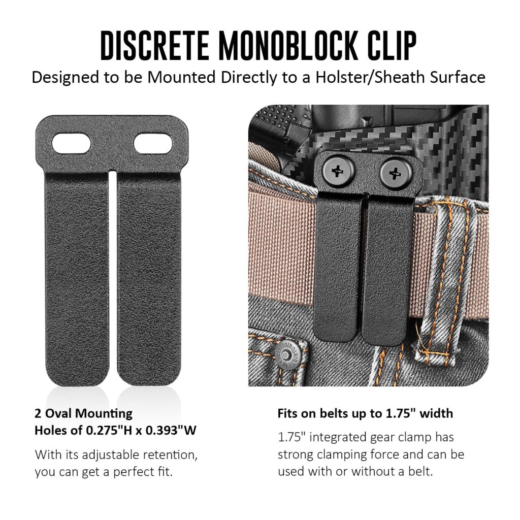 WARRIORLAND IWB & OWB Gun Holster Belt Clip, 1.5/1.75 Inch Adjustable ...