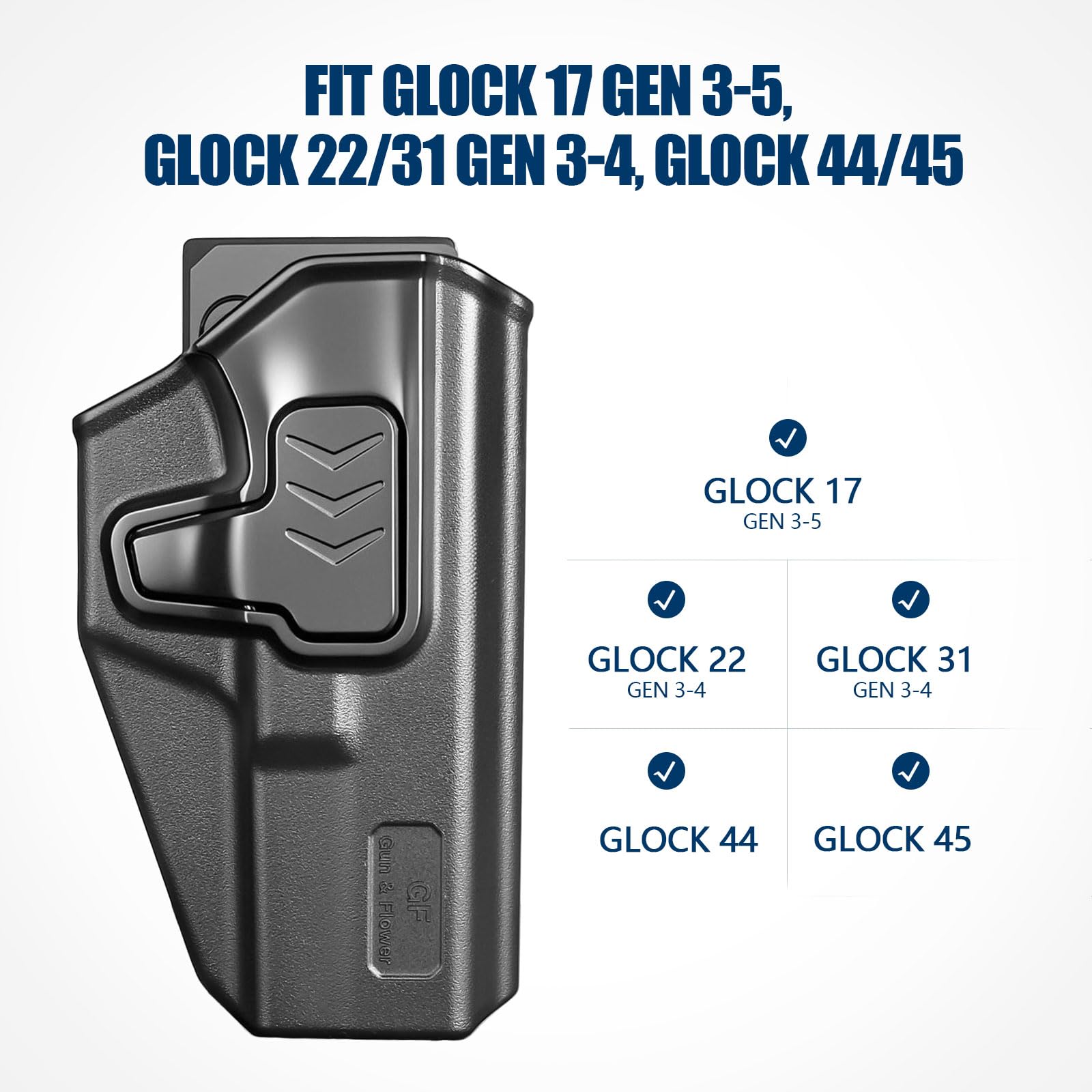 GUN & FLOWER OWB Holster Fits Glock 17 Gen 3-5, Glock 22/31 Gen 3-4 ...